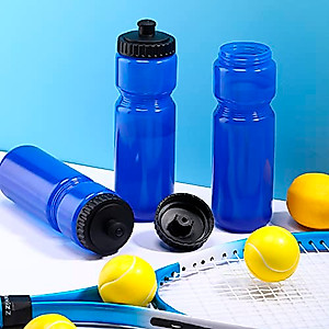 Mimorou 12 Pack 25 Oz Sports Water Bottles, Plastic, Blue, Reusable, Leakproof, Lightweight, BPA Free, for Travelling, Yoga, Cycling, Fishing, Basketball, Hiking