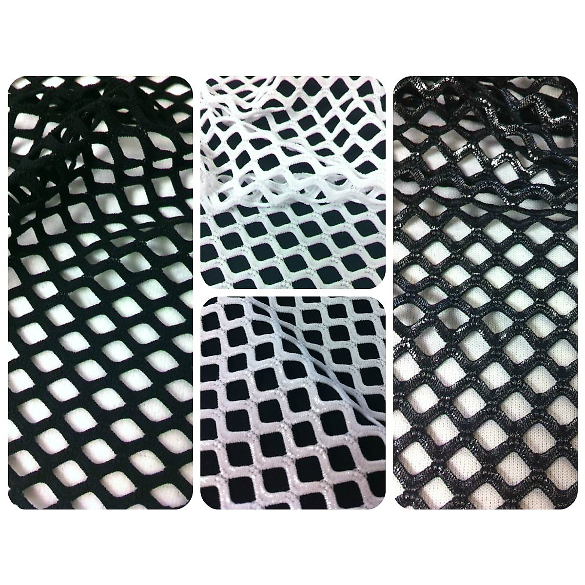 Big Hole Diamond Mesh on Stretch Polyester Spandex Fabric by The Yard (Black)