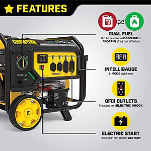 Champion Power Equipment 100891 9375/7500-Watt Dual Fuel Portable Generator, Electric Start