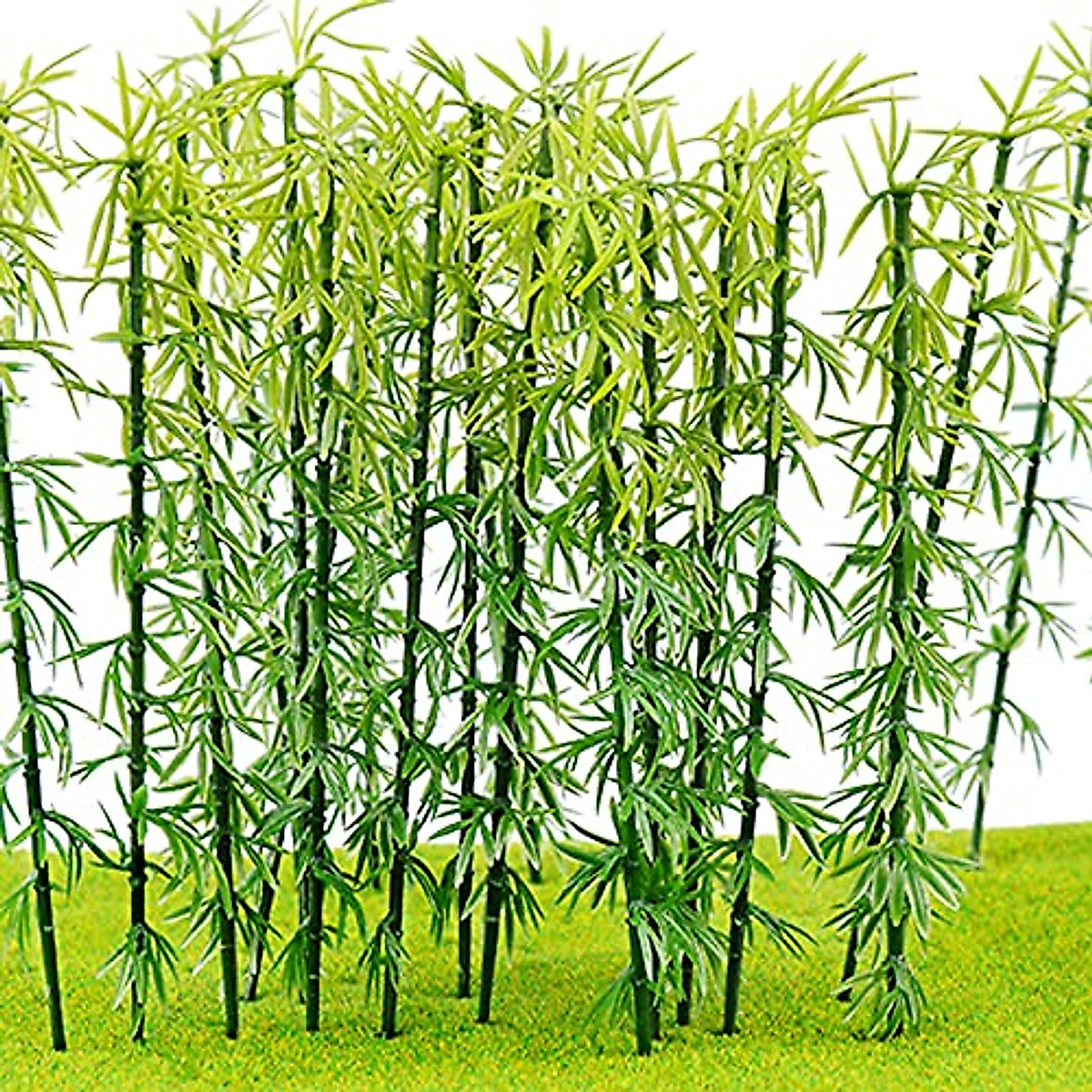 RONYOUNG 100PCS Model Miniature Bamboo Trees Landscape Green Plastic Bamboo Trees 2.3-5.9 inch 4Size Scale 1:75 Scenery Landscape Bamboo Tree Model Artificial Plants