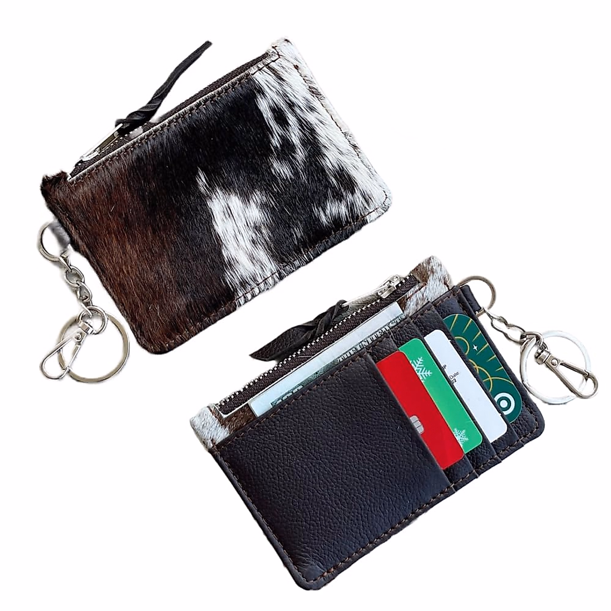 Chic Cowhide Keychain Wallet with Credit Card Holder, Coin Purse - Ideal Gifts for Her