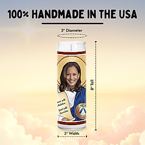 Celeb Prayer Candle Kamala Celebrity Candles - Funny Gift for Democrats - President Votive Glass Jar White Candle - Devotional Candles for USA - Handmade Soy Wax Candles