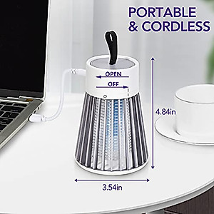 Bug Zapper Mosquito Zapper & Fly Zapper Portable Indoor Bug Zapper LED Fly Trap Electronic Fly Zapper Indoor Mosquito Trap Ideal for Fly Traps Indoors Super-Fast Electric Bug Zapper（White）