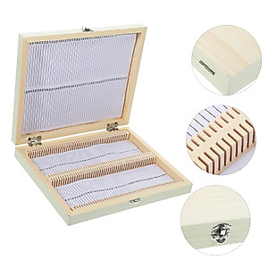 CIYODO Box Biological Slice Box Wooden Slide Storage Holder Slide Storage Wooden Holder Microscope Metal Slideshow