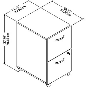 Bush Business Furniture Studio C 2 Drawer Mobile File Cabinet in White