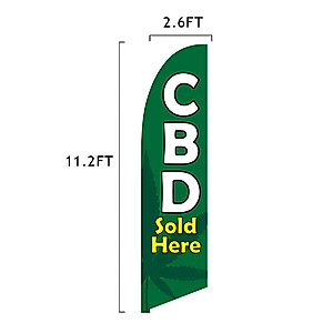 Vispronet CBD Feather Flag - Made from Tear-Resistant Knitted Polyester, Visible from Both Sides - 2.6ft x 11.2ft Swooper Flag - Flag Only
