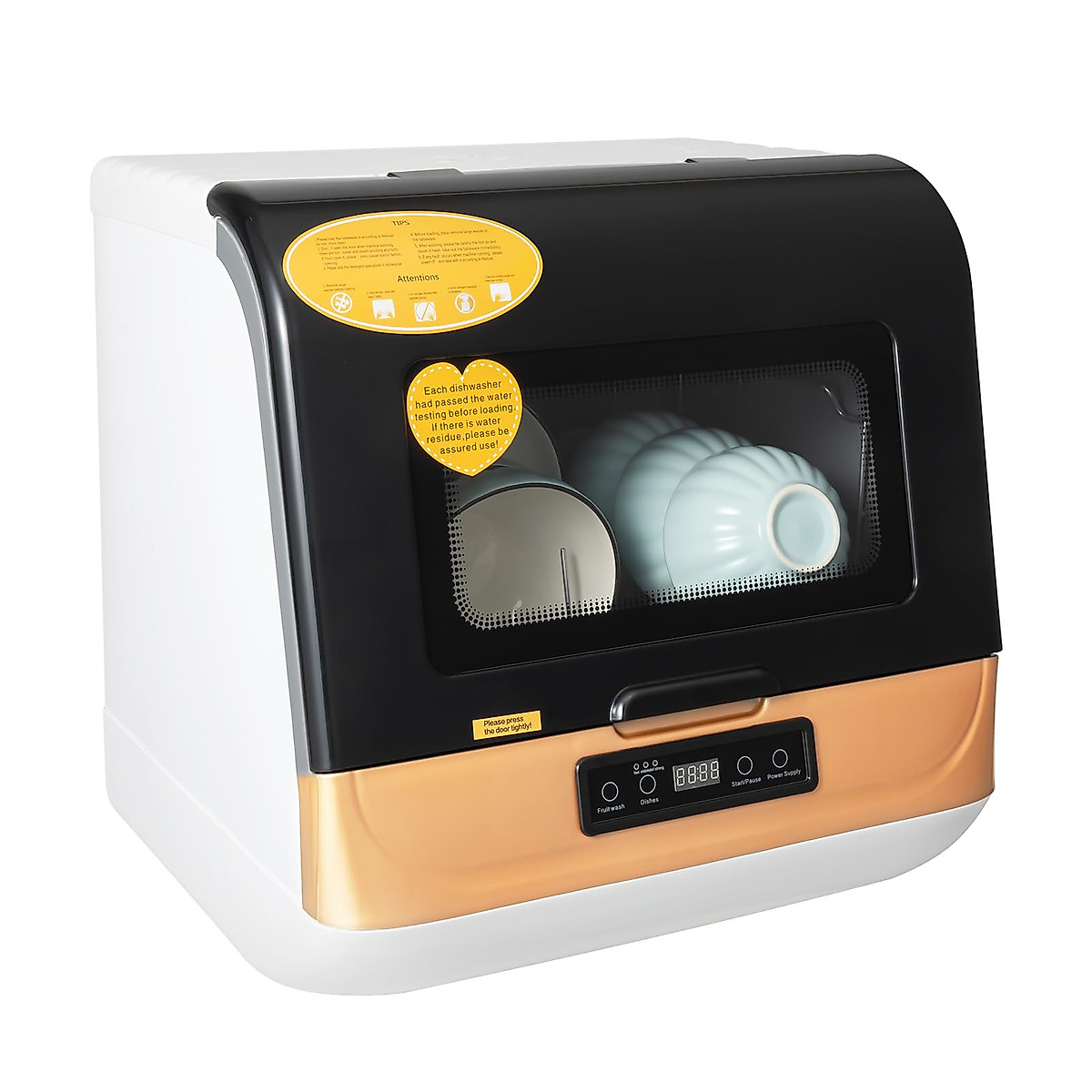 Countertop Dishwashers, Portable Compact Dishwasher with 3 Washing Programs, Mini Dishwasher Countertop with Air-Dry Function & 360° Spray, Dishwasher Machine for Small Apartments, Dorms & RVs (Black)