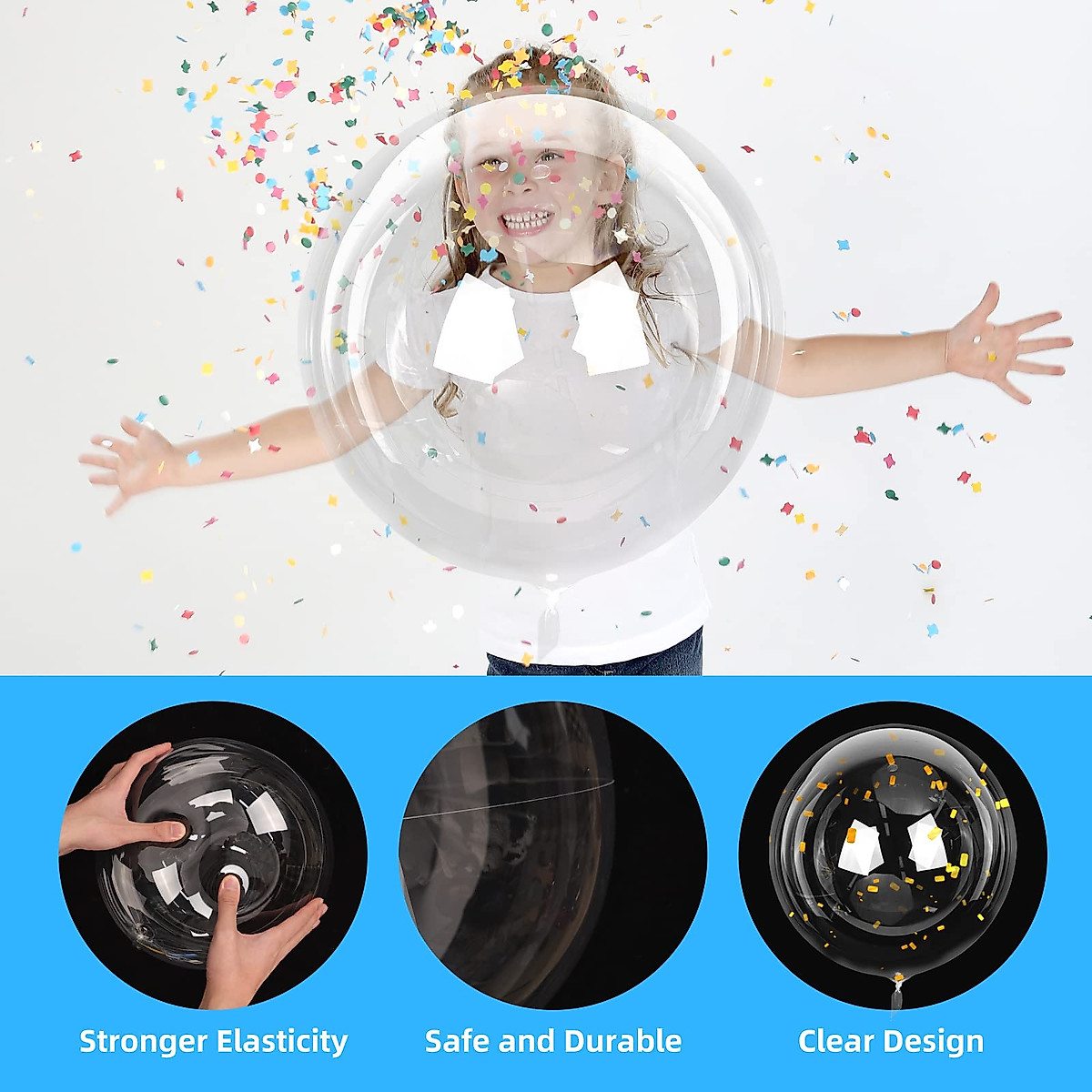 RUBFAC Bobo Balloons 25pcs, 20 Inches Bubble Balloons Clear Bobo Balloons, Large Transparent Balloon for Stuffing Wedding Birthday Party Decorations
