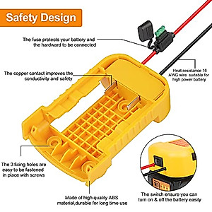 ZLWAWAOL 2 Pack Power Wheel Adapter with Fuse & Switch,Battery Adapter for Dewalt 20V Battery,with 16 Gauge Wire,Power Convertor for DIY Ride On Truck,RC Toys,Robotics and Work Lights