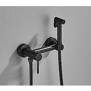 icVantA Shower System Matte Black Bidet Shower Faucet Solid Brass Bidet Faucet Hot Cold Water Mixer Tap Toilet FaucetsA03Black，A03-black