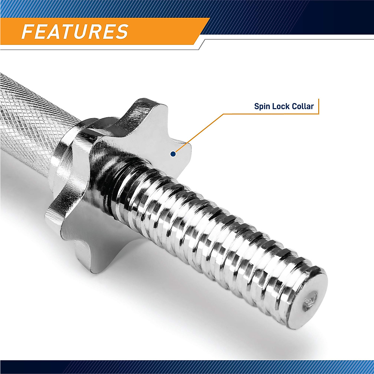 Marcy 14” Adjustable Chrome Threaded Dumbbell Handles for Standard Weight Plates with 1” Diameter Center TDH-14.1