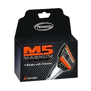 Personna M5 Magnum Razor with 5 Blades and Trimmer, 10 Refill Cartridges Included