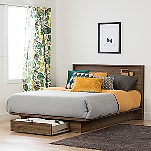 South Shore Holland Platform Bed (54/60''), Full/Queen, Natural Walnut