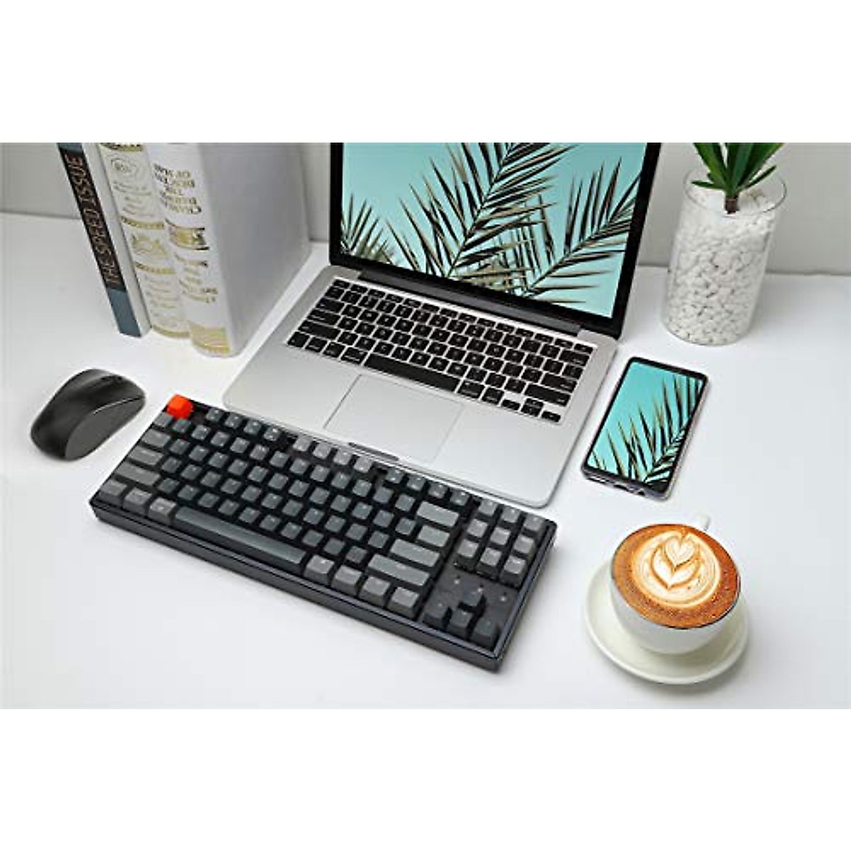 Keychron K8 Wireless Bluetooth/USB Wired Mechanical Keyboard, Hot-swappable Tenkeyless 87 Keys RGB LED Backlit Gateron Blue Switch N-Key Rollover, Aluminum Frame for Mac and Windows