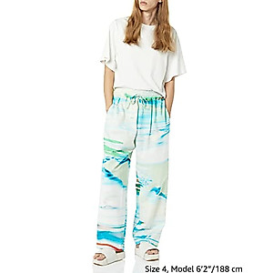 rare/self All-Gender Pull-on Wide Leg Twill Pant, Blue Digital Print, 2
