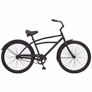 Schwinn Huron Beach Cruiser Bike for Adult, Single Speed, Coaster Brake, 26-Inch Wheels, 17-Inch Steel Frame, Full Front & Rear Fenders, Classic Handlebar, Black