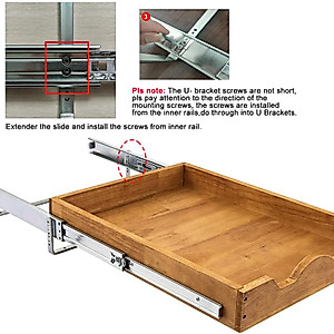 DINDON Pull Out Cabinet Organizer (14" W x 18" D) 1 Tier, Single Tier Oak Wood Under Cabinet Slide Out Shelf Drawer Box…