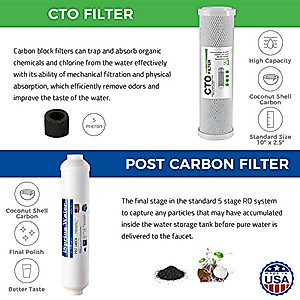 iSpring F19K100US Standard 6-Stage Reverse Osmosis RO Systems 2-Year Replacement Cartridge Pack Set, with Alkaline Mineralization, pH+, 10" X 2.5", Made in USA
