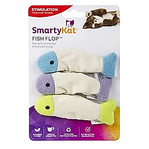 SmartyKat (3 Count) Fish Flop Crinkle Catnip Cat Toys - Multi Color, 3 Count