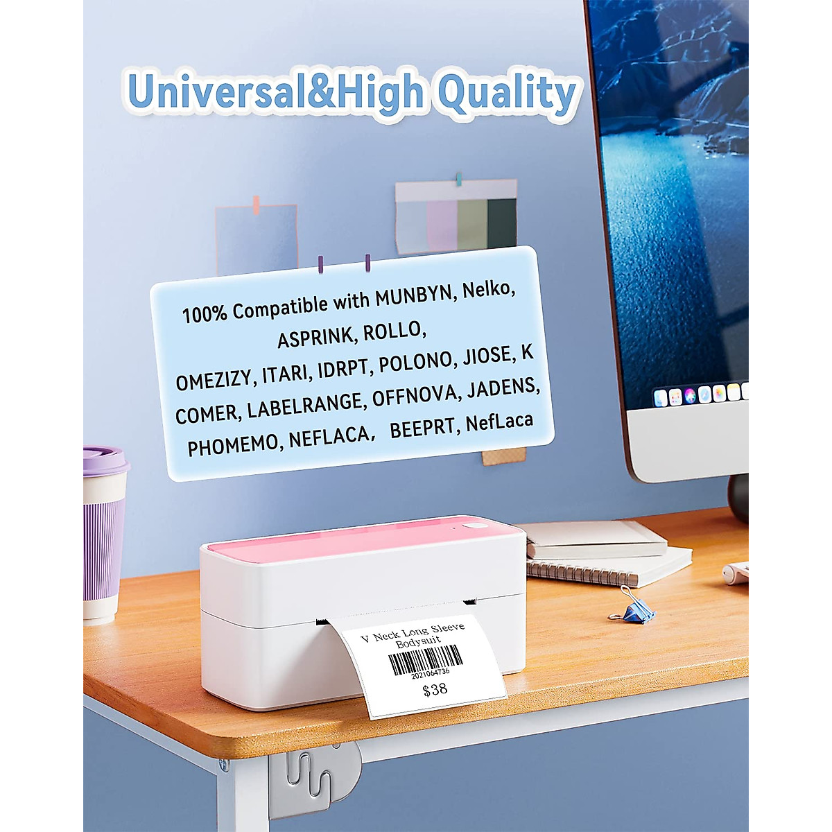 3"x2" Thermal Printer Labels Roll - 1240 PCS Label Stickers for Small Business Supplies - Commercial Grade Logo Stickers for Business Customized - Waterproof Shipping Labels for Thermal Label Printer