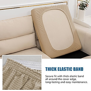 NC HOME Highly Elastic Sofa Cushion Covers, Water Repellent Sofa Seat Covers Stretch Furniture Protector for Pets with Elastic Bottom, Non Slip, Washable (Loveseat Cushion, Sand)