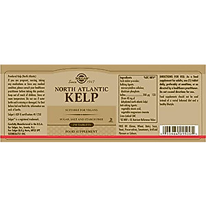 Solgar North Atlantic Kelp, 250 Tablets - Natural Source of Iodine - Supports Healthy Thyroid Function - Gluten Free, Dairy Free, Kosher - 250 Servings