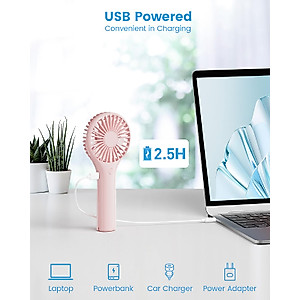 Edvision Handheld Fan, Portable Fan Mini Fan Powerful Hand Fan with 3 Speeds, USB Rechargeable Personal Fan, Makeup Lash Fan for Stylish Girls, Cute Small Pocket Fan for Travel/Outdoor/Home, Pink