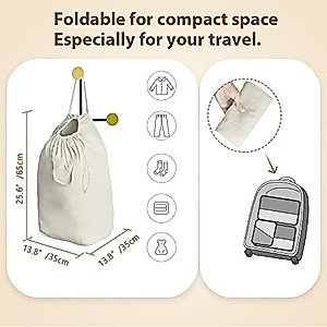 MCleanPin Washable Laundry Bags with Handles,Dirty Clothes Storage for College Dorm or Travel, Laundry Liner,2 Pack (Beige)