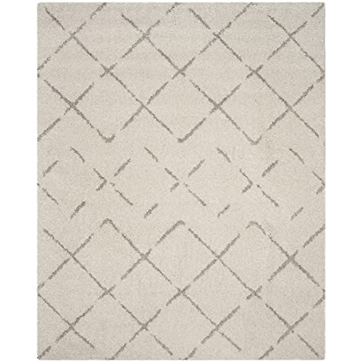 SAFAVIEH Arizona Shag Collection 8' x 10' Ivory/Beige ASG743A Moroccan Diamond Non-Shedding Living Room Bedroom Dining Room Entryway Plush 1.6-inch Thick Area Rug