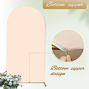 Spandex Fitted Arch Backdrop Cover Chiara Arch Cover Backdrop Fabric,2-Sided Wedding Arch Cover for Wedding Ceremony Birthday Party Baby Shower Banquet Decoration(Beige, 2.6 x 6 ft)