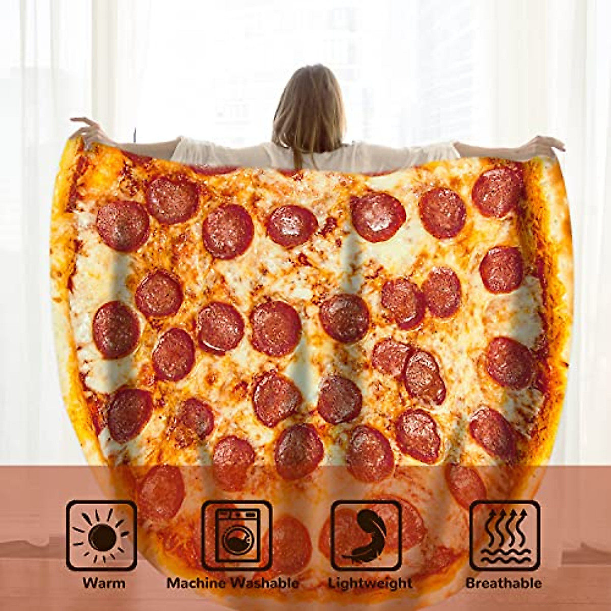 moonysweet Pizza Blanket for Adult and Kids Novelty Food Blanket Adult Size Funny Realistic Throw Blanket Fuzzy Fleece Blanket Flannel Gift for Teens Boys and Girls 60 inches