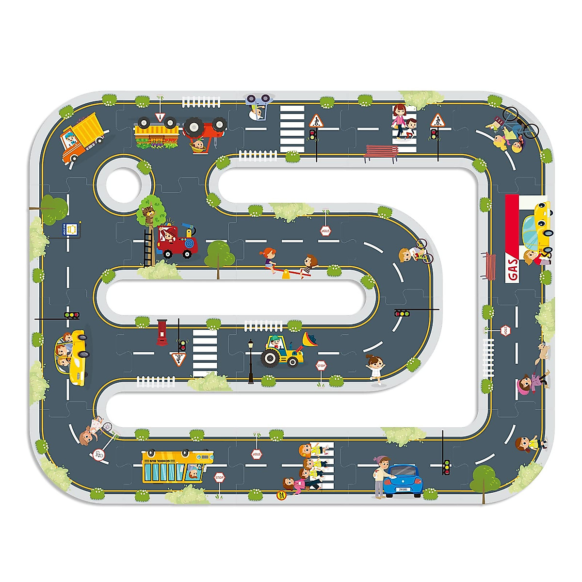 TOOKYLAND City Roads Floor Puzzle - 21pcs - Interactive Street Jigsaw Puzzle, for Kids Ages 3+