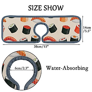 Absorbent Kitchen Faucet Mats 2 Pieces Sushi Delicious Print Faucet Sink Splash Guard Bathroom Counter and RV,Faucet Counter Sink Water Stains Preventer