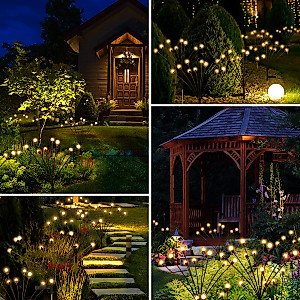 Solar Lights for Outside, 6Pack Solar Firefly Lights Outdoor Waterproof for Garden Decor, 8LED Solar Garden Lights Fairy, Swaying Solar Powered Firefly Yard Lights for Patio Decorations