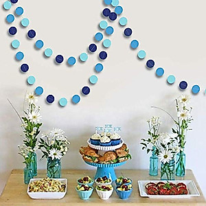 Decor365 Blue Circle Dot Garland Bubble Streamer Summer Under the Sea Party Decoration Pool Beach Ocean Bubble Hanging Bunting Banner Backdrop Mermaid Birthday/Wedding/Baby Shower/Kids Room PartyDecor