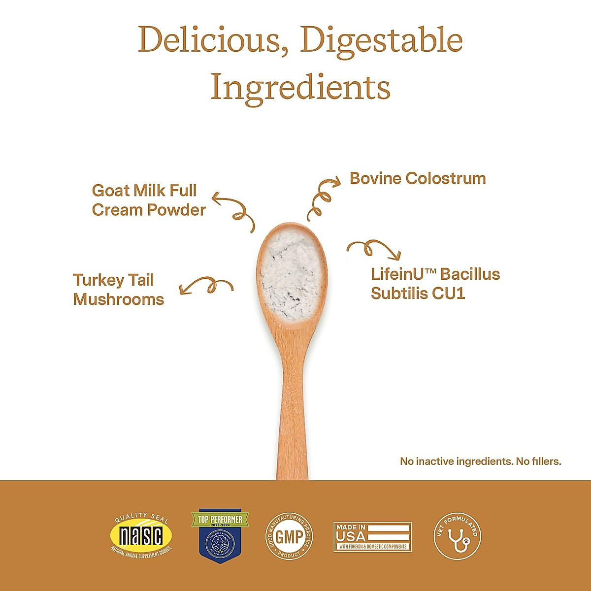 Fera Pet Organics Immune Goat Milk Cat & Dog Food Topper – Vet Created - Pet Allergy & Immunity Aid – Probiotic - Colostrum & Turkey Tail Mushroom-60 Servings