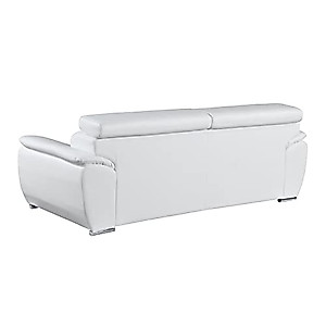 Blackjack Furniture 4571 Veal Collection 2 Piece Genuine Leather Sofa Set for Living Room, Modern Couch and Loveseat with Lumbar Support and Large Adjustable Headrests, 2+3 Seater, White