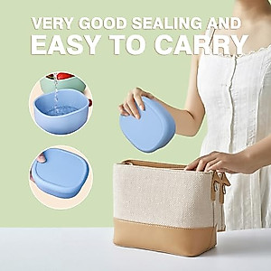 mwellewm 6 Pcs Silicone Food Storage Containers with Lids, Nesting Silicone Snack Box Containers Set Reusable Airtight Dishwasher and Freezer Safe Carry(6.7oz, 10oz, 20oz) - Green and Blue