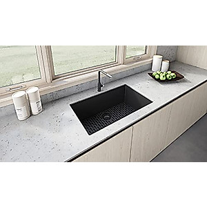 Ruvati 30 x 18 inch Granite Composite Undermount Single Bowl Kitchen Sink - Midnight Black - RVG2030BK