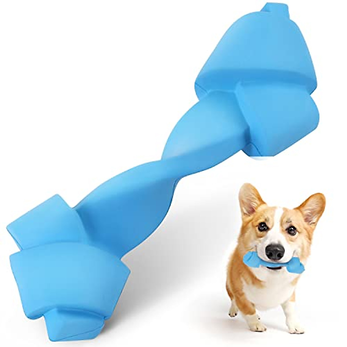 Nobleza Dog Chew Toy, Durable Hard Dog Bone Toy for Teething and Teeth Exercise, Safe Natural Rubber Puppy Chew Toy for Small and Medium Dogs, 5.4 * 1.8 * 1.4 in, Blue