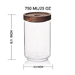Sweejar 25 oz Glass Canisters with Airtight Bamboo Lid(3 pack), Food Storage Jar for Kitchen, Dry Food Containers for Serving Tea, Coffee, and More