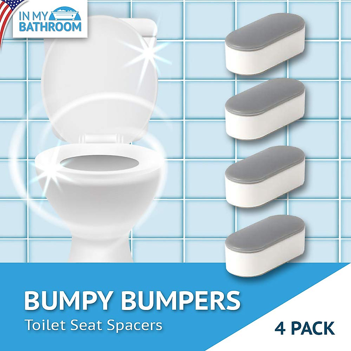 In My Bathroom | Bumpy Bumpers Toilet Seat Spacers (Sanitary Toilet, Strong Adhesive, Universal Fit, 4 Pack)
