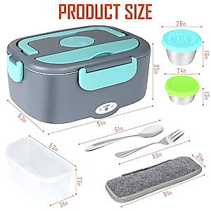 Grotreco Electric Lunch Box, Heated Lunch Box for Adults, 80W Lunch Warmer Portable for Work Car Truck, 1.5L Self Heating Lunch Box with Fork Spoon, Carry Bag