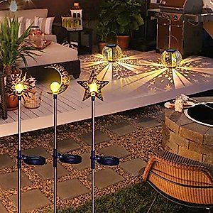 Tryme Solar Lights Outdoor Garden Decorations Sun Moon Star Stake Light Decorative Solar Lanterns Waterproof