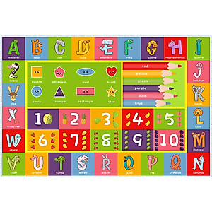 LGQLJPLQQ Kid Rug for Playroom Learning Animals, ABC Rug for Babies to Learn Alphabets, Nursery Rugs for Teaching Toddlers(Color:Pattern,Size:80 * 120cm/31" x 47")