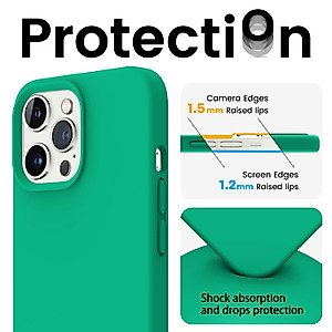 JELE Shockproof Designed for iPhone 13 Pro Max Case, Liquid Silicone Phone Case with [Soft Anti-Scratch Microfiber Lining] Military Grade Drop Protection Slim Thin Cover, 6.7 inch, Bright Green