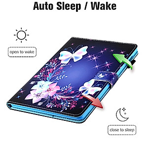 Fancity Case Fits All-New Amazon Kindle Fire HD 10 & 10 Plus (13th/11th Generation, 2023/2021 Release), PU Leather Stand Cover with Smart Auto Wake/Sleep & Pen Holder Card Slot, Purple Butterfly