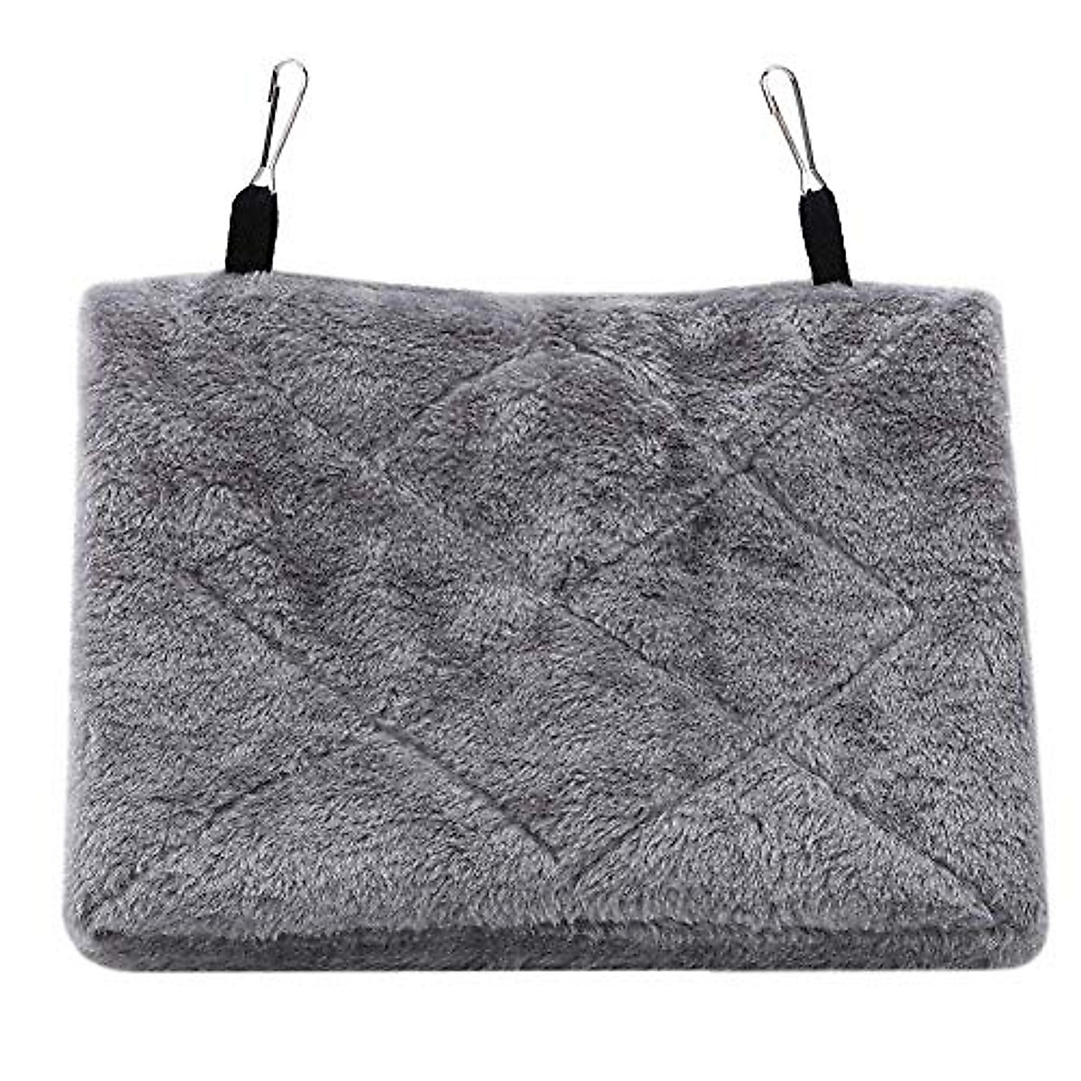 Peony Parrot Hammock Bird Nest Warm Soft Plush Hammock Hanging Cage Tent for Birds Parrot Winter Warm Bed Pet Toy Pouch Cotton Bed (M- Gray)