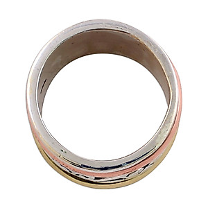 NOVICA Artisan Handmade Sterling Silver Meditation Spinner Ring Copper Brass Indian Spiral No Stone [band Width 15 mm W] ' Spinning Clouds'