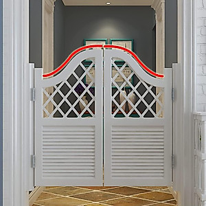 ZSPINJIA Outdoor Fence Gate，Retro Swinging Doors Cafe Doors,Interior Premade Louvered Solid Wood Saloon Swing Door,Bar Kitchen Hallway Entrance Partition Door (Size : W80xH100cm(31x39in))